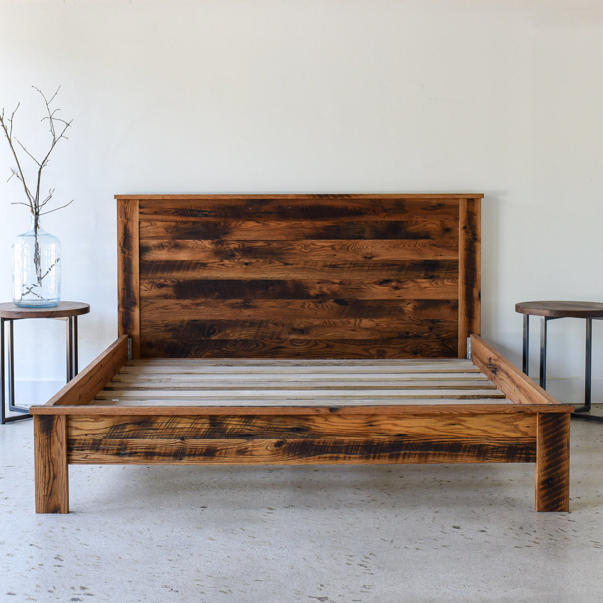 Reclaimed wood bed king store