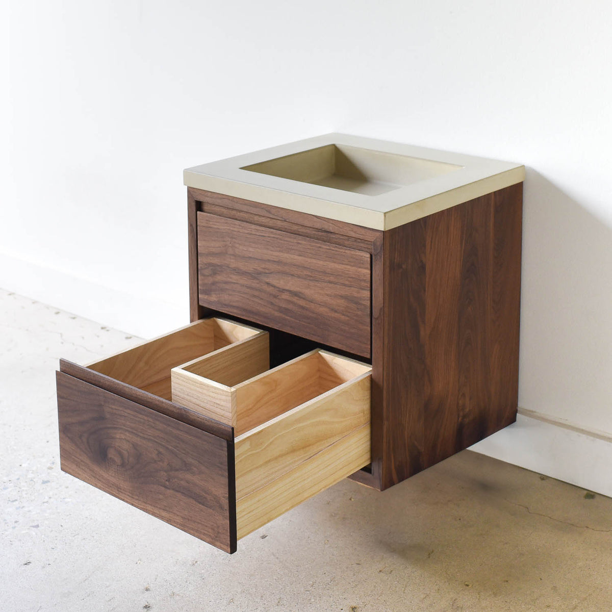 Reclaimed Wood 2 Drawer Floating Vanity - What We Make – What WE Make