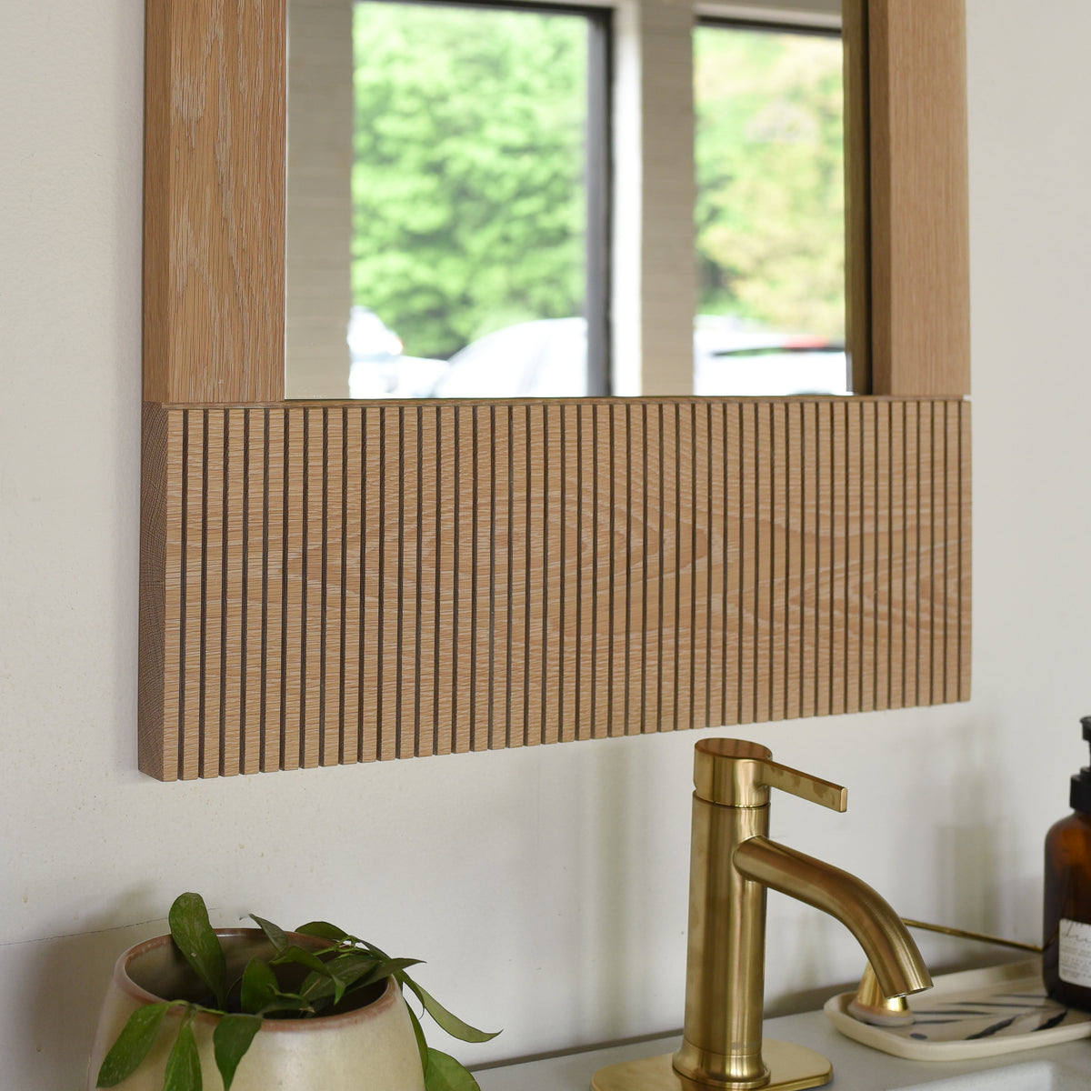 Handmade Solid Wood Arched Mirror with Fluted Detail – What WE Make