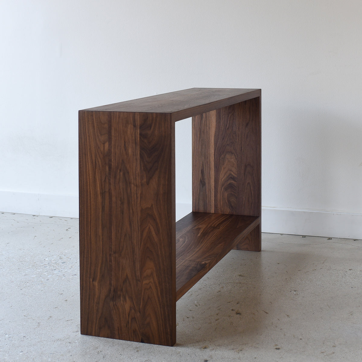 Modern Waterfall Console Table with Lower Shelf – What WE Make