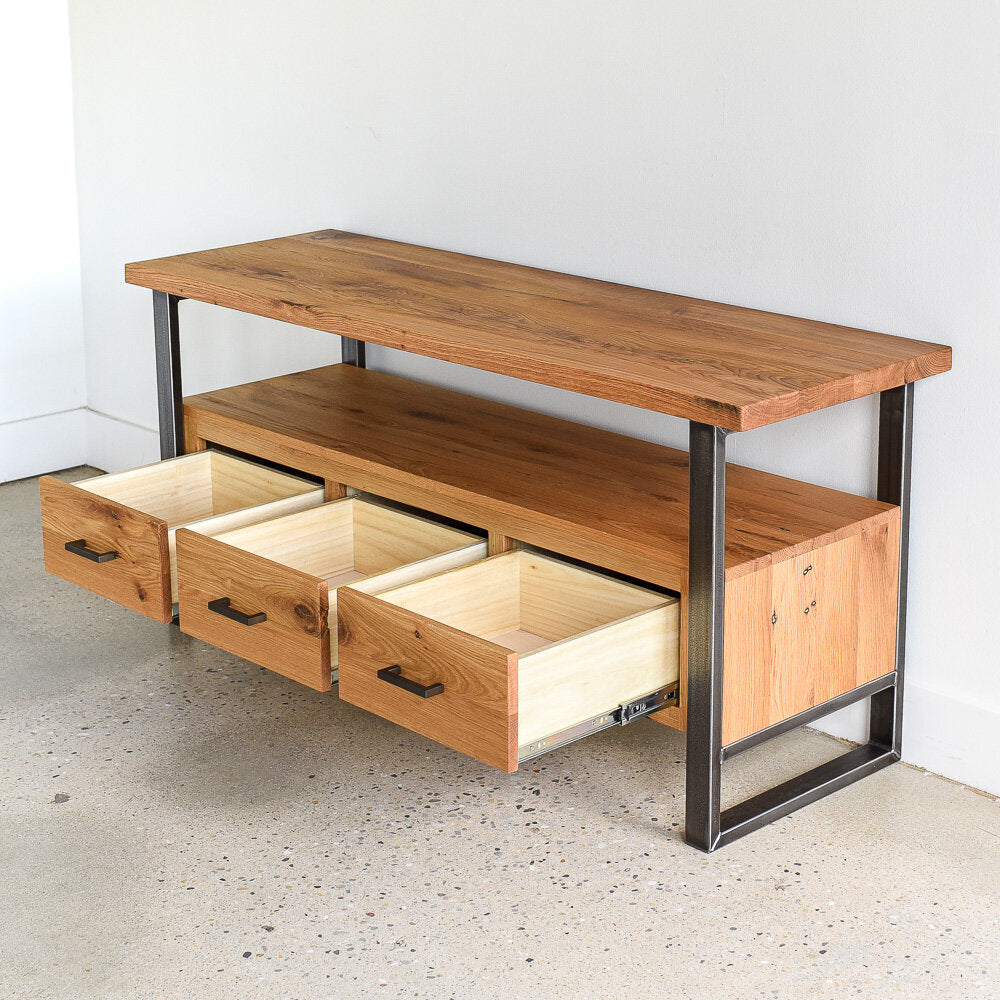 3-Drawer Modern Industrial Media Console – What WE Make