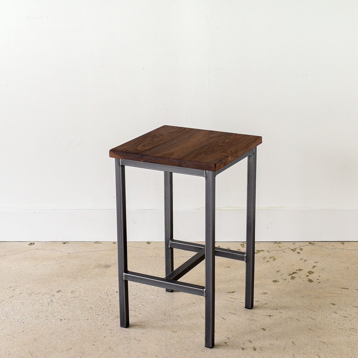 Industrial Modern Backless Stool - Walnut/ Clear – What WE Make
