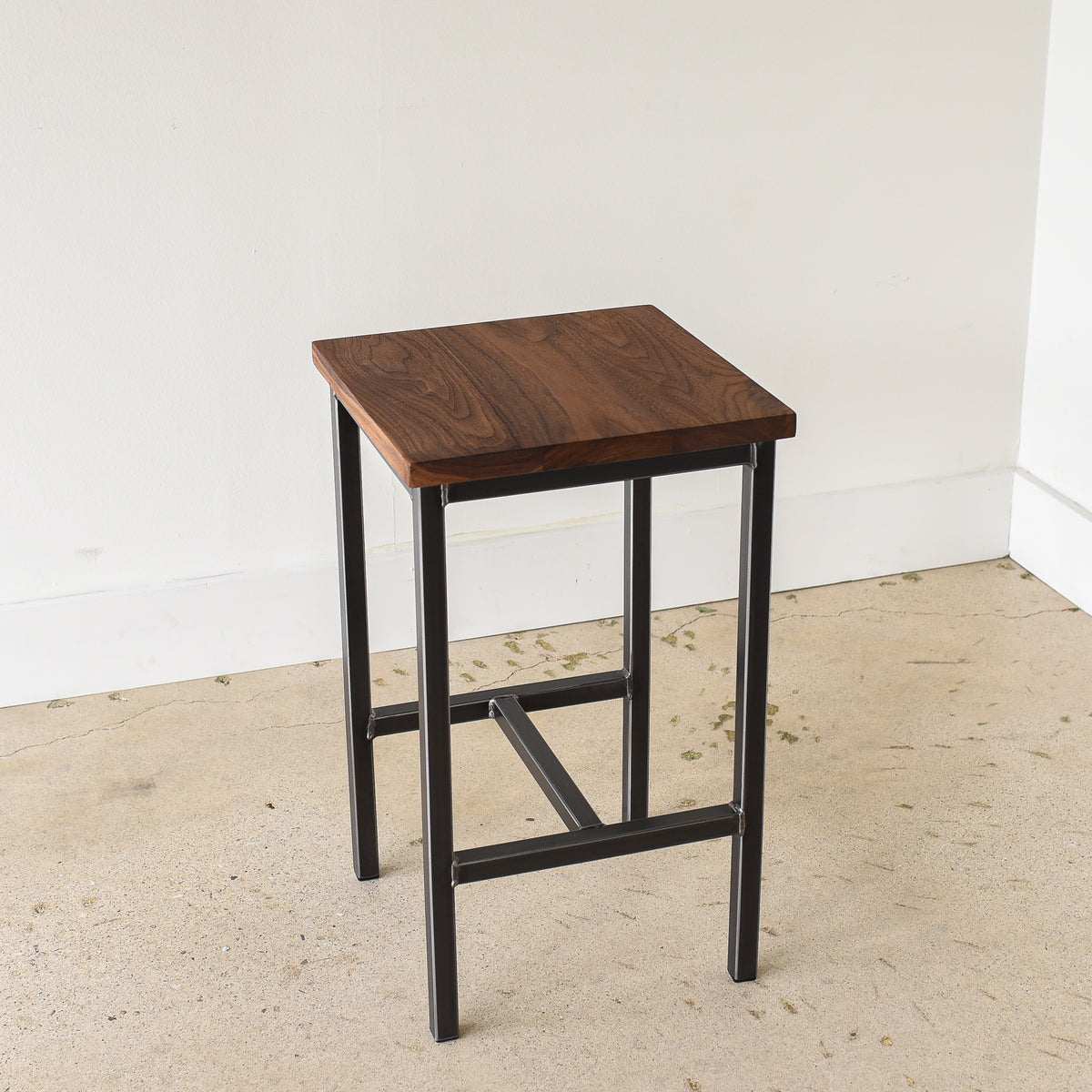 Industrial Modern Backless Stool - Walnut/ Clear – What WE Make