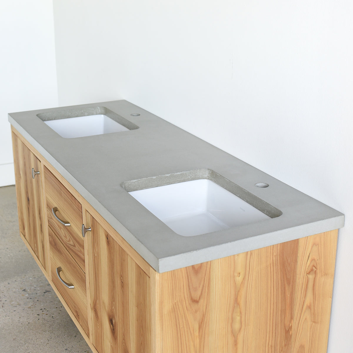 Concrete Vanity Top / Double Rectangle Undermount Sinks – What WE Make