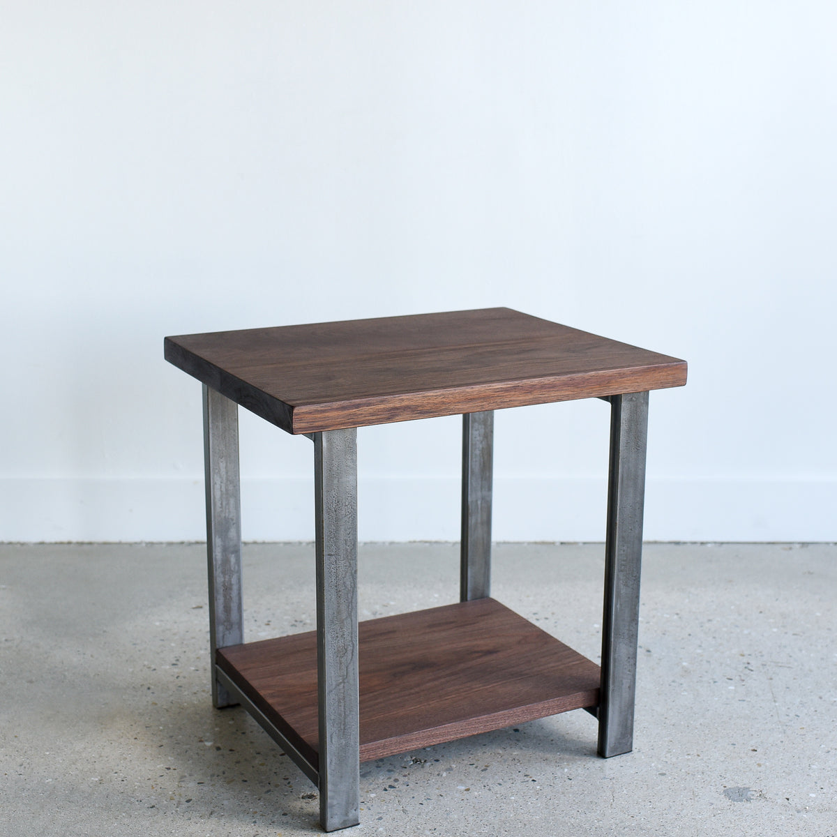 Modern Industrial Side Table with Lower Shelf - What WE Make