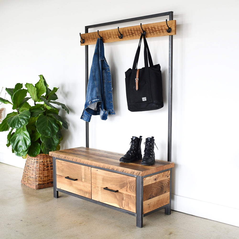Industrial Wood Hall Tree - What WE Make